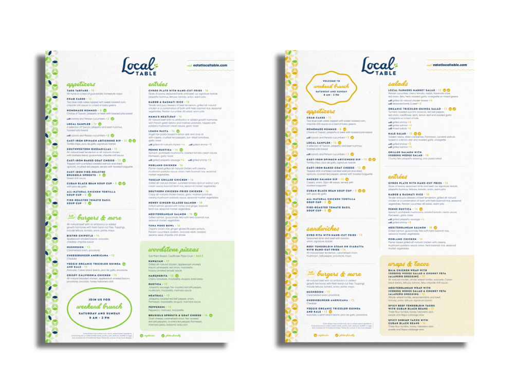 Local Table Menu Design « Zulu Creative – Houston Web Design, Marketing ...